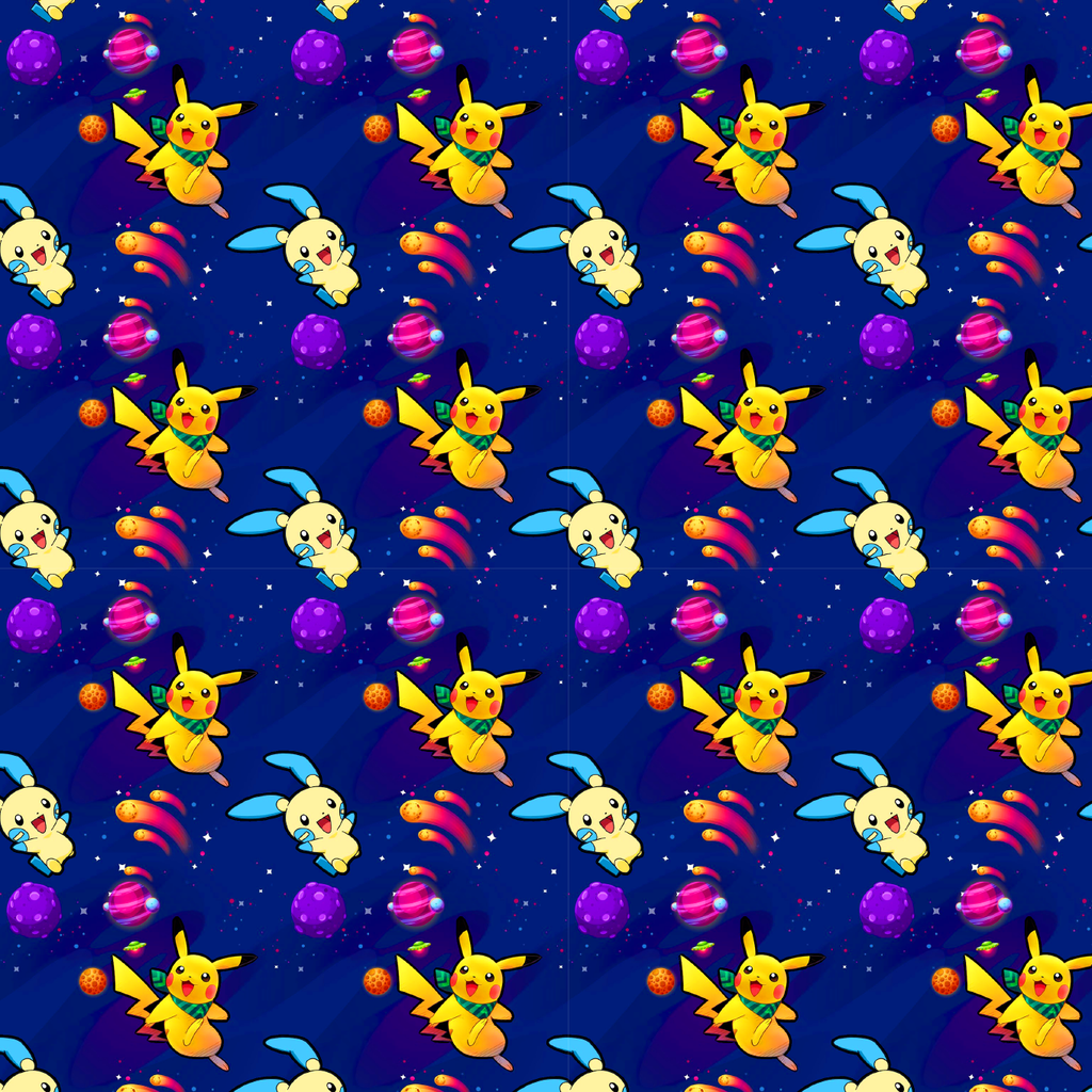 BRUSH ESTAMPADO POKEMON PIKACHU COLLAGE FONDO OSCURO | BRAVOS
